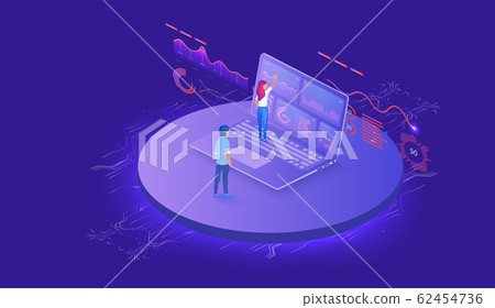 Technology concept. Build a chart and graphs.... - Stock Illustration ...