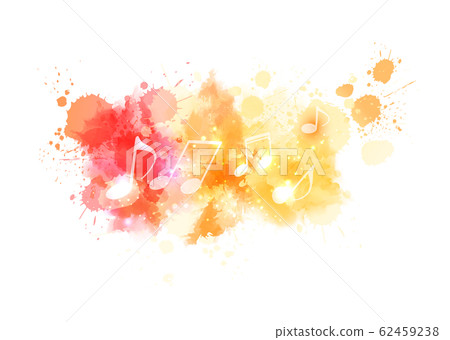 Music notes on watercolor splash background - Stock Illustration ...