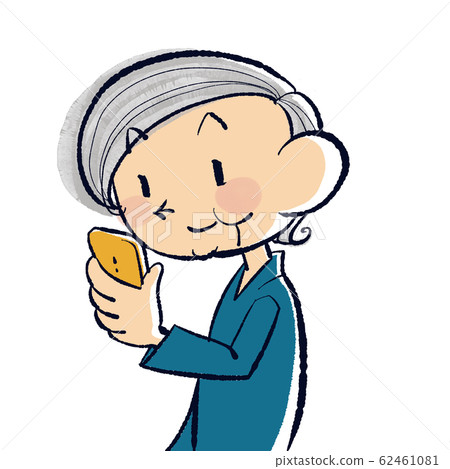 Grandma using a smartphone - Stock Illustration [62461081] - PIXTA