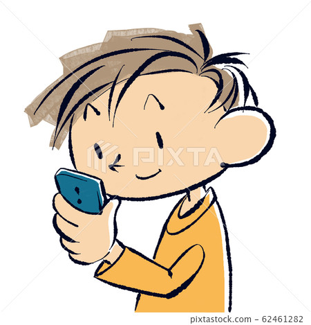 A boy using a smartphone - Stock Illustration [62461282] - PIXTA