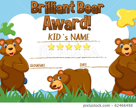 Certificate template for brillant bear award - Stock Illustration ...