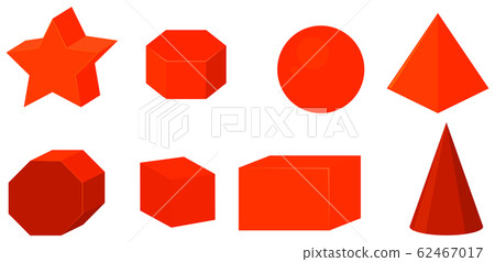 Set of geometric shapes in red color - Stock Illustration [62467017 ...