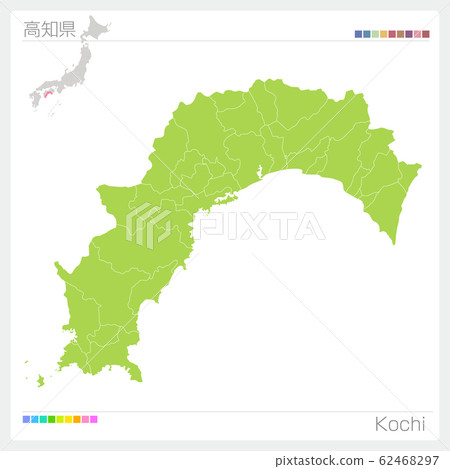Map of Kochi Prefecture / Kochi (Municipalities... - Stock Illustration ...