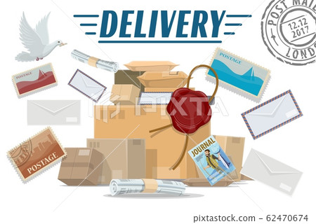 Parcels, letters and post packages. Mail delivery - Stock Illustration ...
