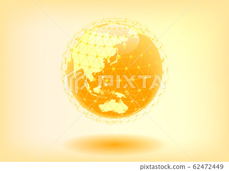 Yellow digital network earth image - Stock Illustration [62472449] - PIXTA