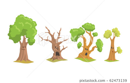 Funny Trees Cartoon Characters Collection,...-插圖素材 [62473139] - PIXTA圖庫