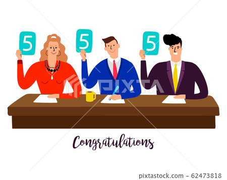 Competition jury. Contest judges with score... - Stock Illustration ...