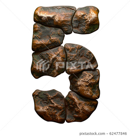 Rocky number 5. Font of stone isolated on white... - Stock Illustration ...