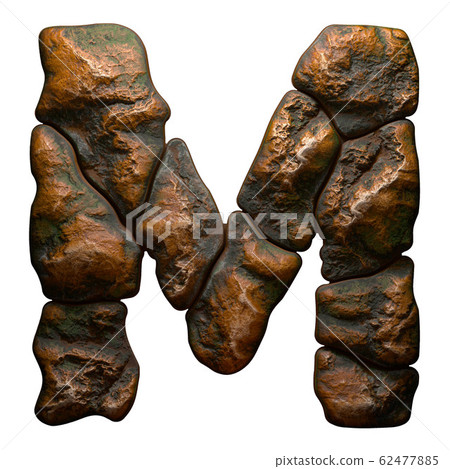 Rocky letter M. Font of stone isolated on white... - Stock Illustration ...