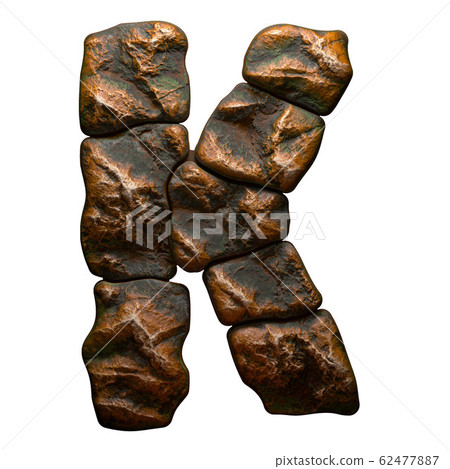 Rocky letter K. Font of stone isolated on white... - Stock Illustration ...