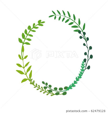 Oval frame made of branch, herbs, twigs and... - Stock Illustration ...