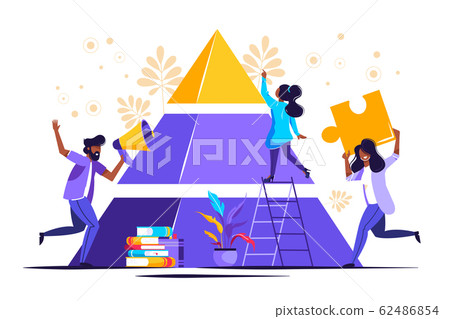people connect the elements of the pyramid - Stock Illustration ...