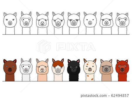 Upper body border of various alpaca - Stock Illustration [62494857] - PIXTA