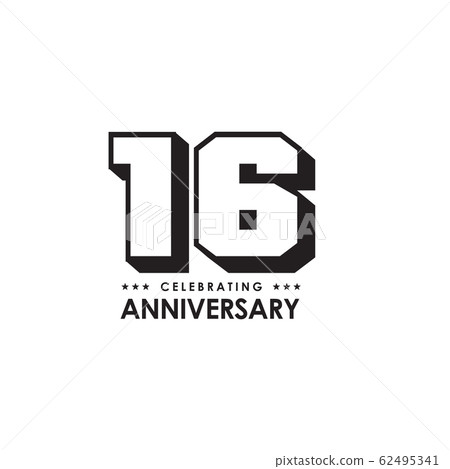 16th year celebrating anniversary emblem logo - Stock Illustration ...