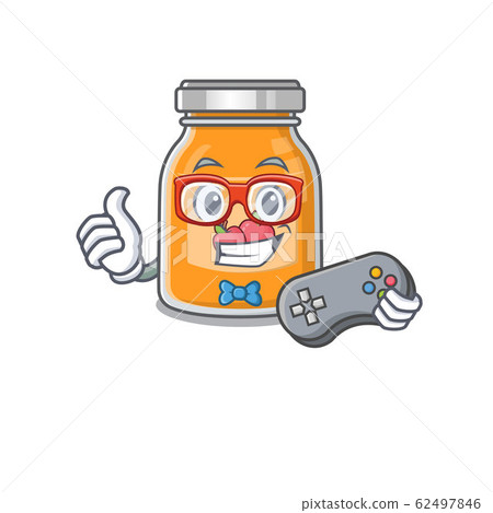 Smiley gamer apple jam cartoon mascot style - Stock Illustration ...