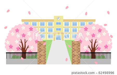 School building in spring - Stock Illustration [62498996] - PIXTA
