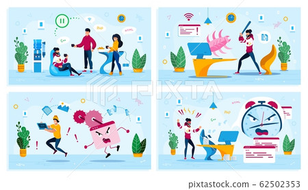 Internet Security, Office Work Vector Concepts Set - Stock Illustration ...
