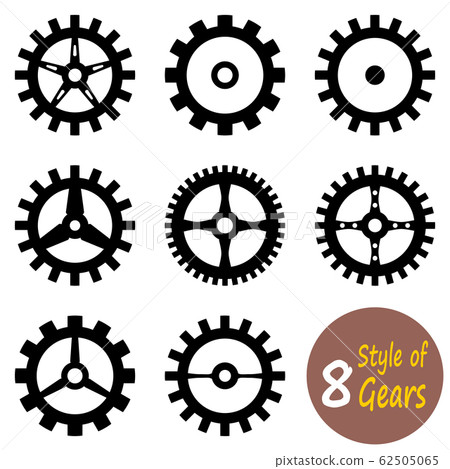 Eight style of Machine Cog isolated. - Stock Illustration [62505065 ...