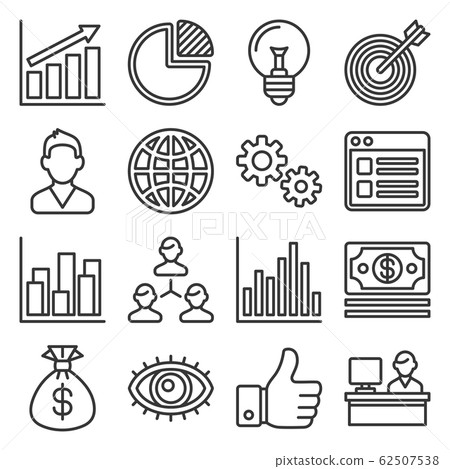 Marketing and CEO Icons Set. Line Style Vector - Stock Illustration ...