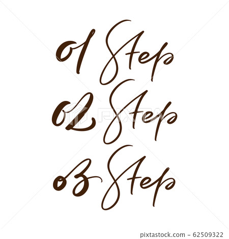01, 02, 03 Step vector calligraphic hand drawn... - Stock Illustration ...