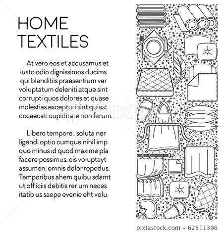 Fabrics and textile for home line icons poster,... - Stock Illustration ...