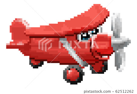 Airplane 8 Bit Pixel Game Art Cartoon Character - Stock Illustration ...