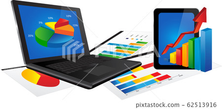 Laptop and Tablet with Statistics chart - Stock Illustration [62513916 ...