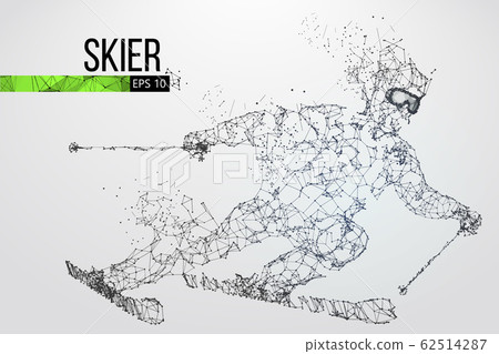 Silhouette of a skier jumping isolated. Dots,... - Stock Illustration ...