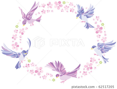 Spring, cherry blossom, bird, frame - Stock Illustration [62517205] - PIXTA