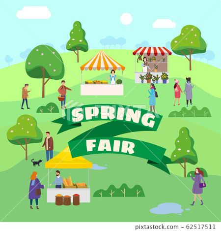Spring Fair festival. Food street fair, market... - Stock Illustration ...