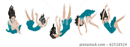 Woman is falling down. Vector isolated...-插圖素材 [62518524] - PIXTA圖庫