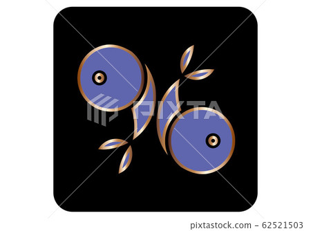 Zodiac signs. Horoscope. Pisces. Two fish, twin...-插圖素材 [62521503 ...