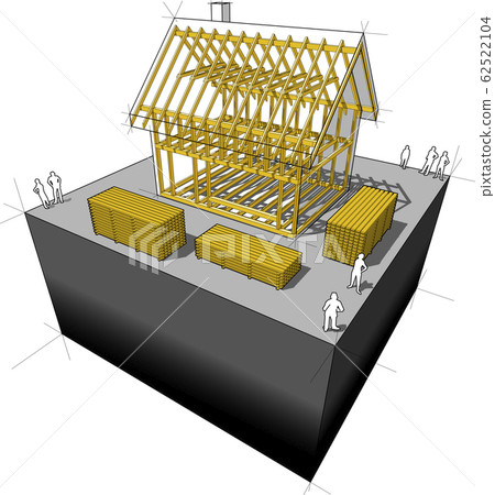 Construction of simple detached house with... - Stock Illustration ...