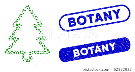 Ellipse Mosaic Fir-Tree with Textured Botany Seals - Stock Illustration ...