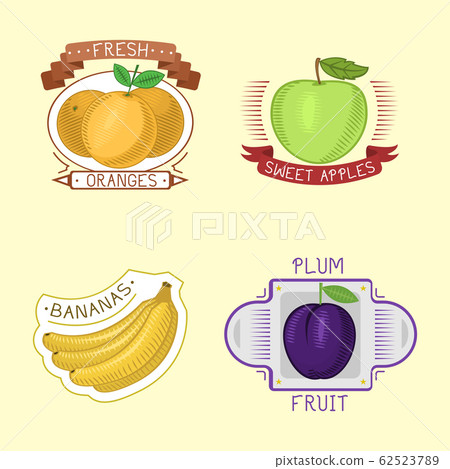 Vector fruits badges. - Stock Illustration [62523789] - PIXTA