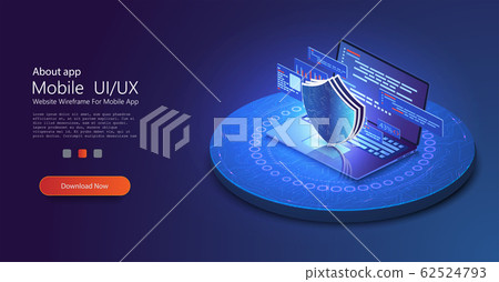 Isometric internet security concept. Data... - Stock Illustration ...