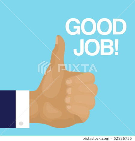 Thumb up vector illustration with Good job text... - Stock Illustration ...