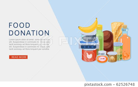 Food donation vector web banner illustration.... - Stock Illustration ...