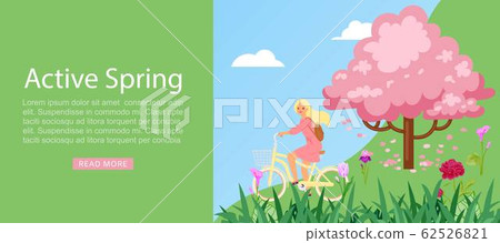 Active spring and lifestyle girl riding on... - Stock Illustration ...