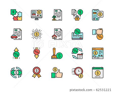 Set of Quick Loan Flat Color Line Icons.... - Stock Illustration ...