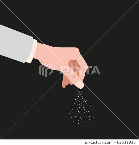 Human hand salting, salts, spice. Cooking... - Stock Illustration ...