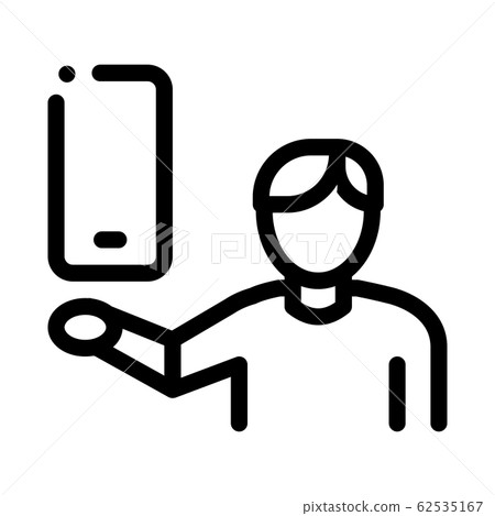 Man Hold Phone Icon Vector Outline Illustration - Stock Illustration ...