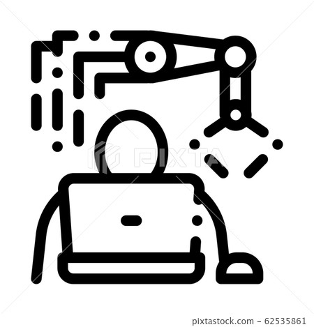 Programming Robot Icon Vector Outline Illustration - Stock Illustration ...