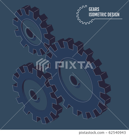 Modern vector illustration of isometric gears... - Stock Illustration ...