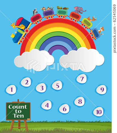 Number one to ten with blue sky and colorful - Stock Illustration ...