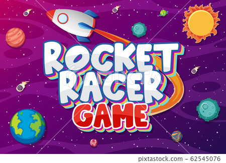 Poster design with rocket racer game in space-插圖素材 [62545076] - PIXTA圖庫