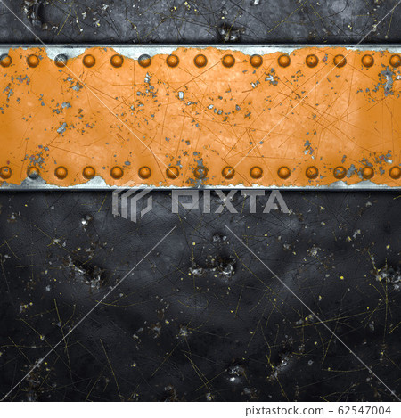 Rusty metal strip with rivets on the center... - Stock Illustration ...