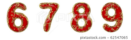 Number set 6, 7, 8, 9 made of realistic 3d... - Stock Illustration ...