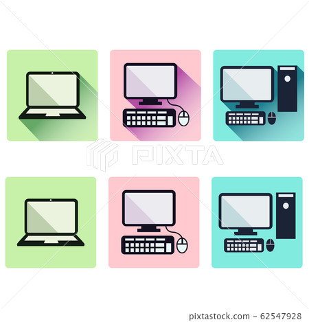 Laptop and desktop PC icons - Stock Illustration [62547928] - PIXTA