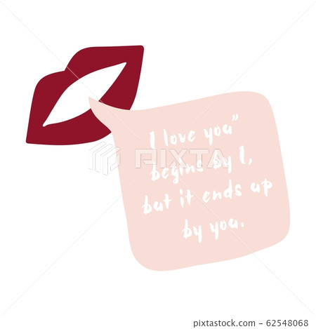 Red lips with text. Vector icon illustration.... - Stock Illustration ...